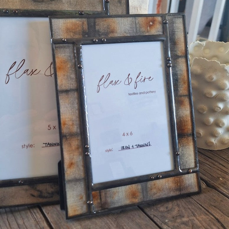 Dyed Linen and Glass Frame– Flax and Fire
